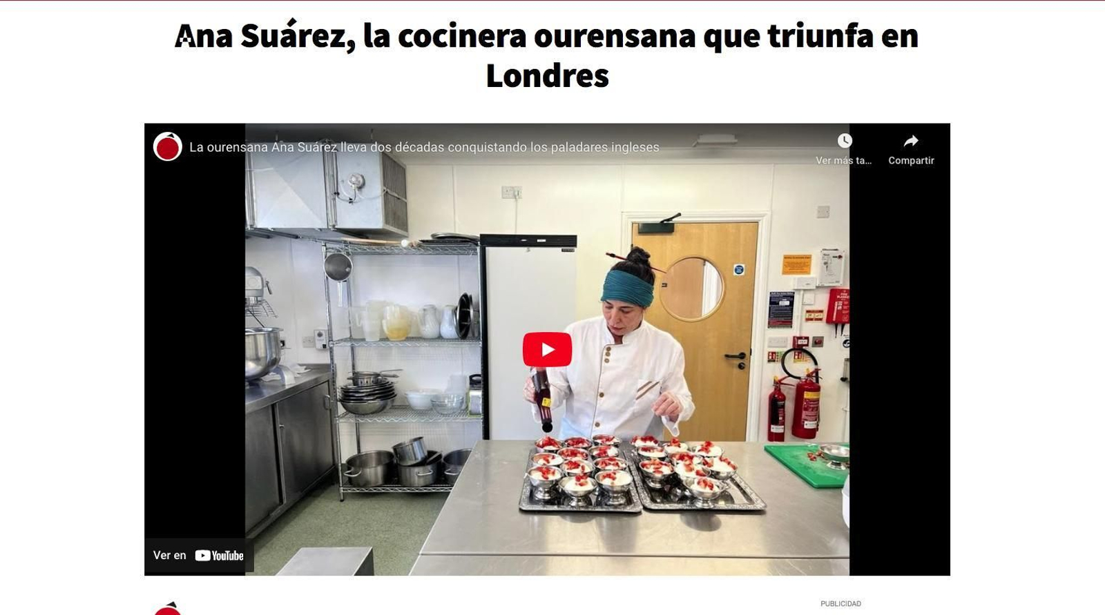 Ana Suárez, la cocinera ourensana que triunfa en Londres