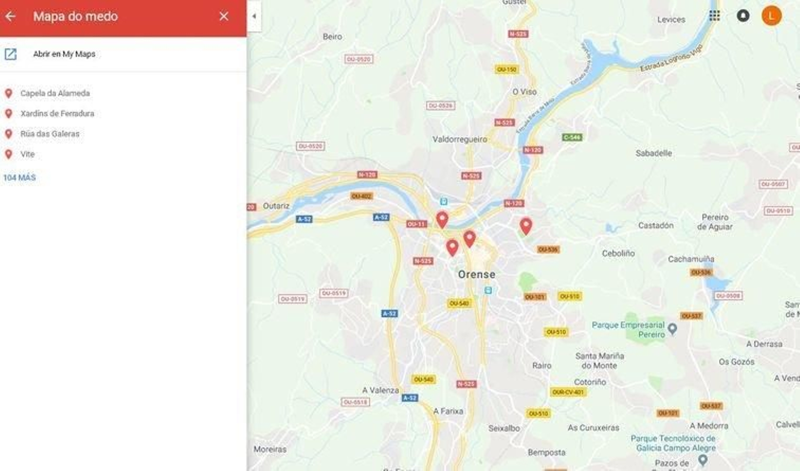 Ourense en "O Mapa do Medo", una cartografía digital gallega que recoge ...