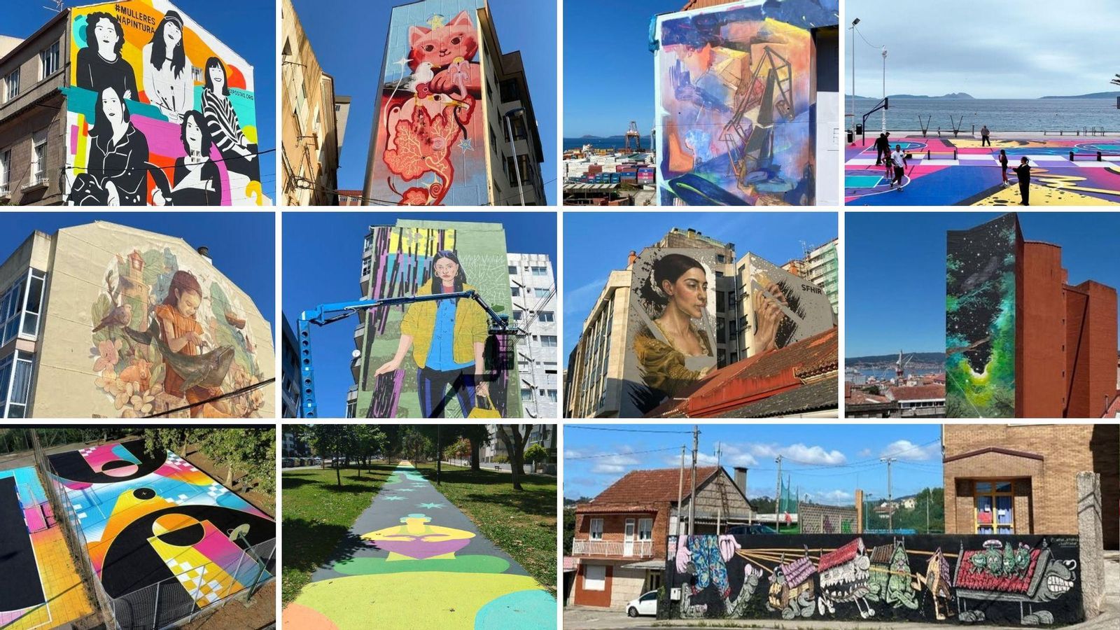 Once nuevos murales ya lucen en el museo vigués al aire libre